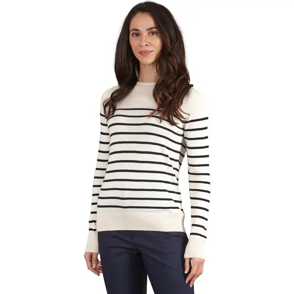 PAUL JAMES Cotton Breton Crew Neck Sweater - Ecru