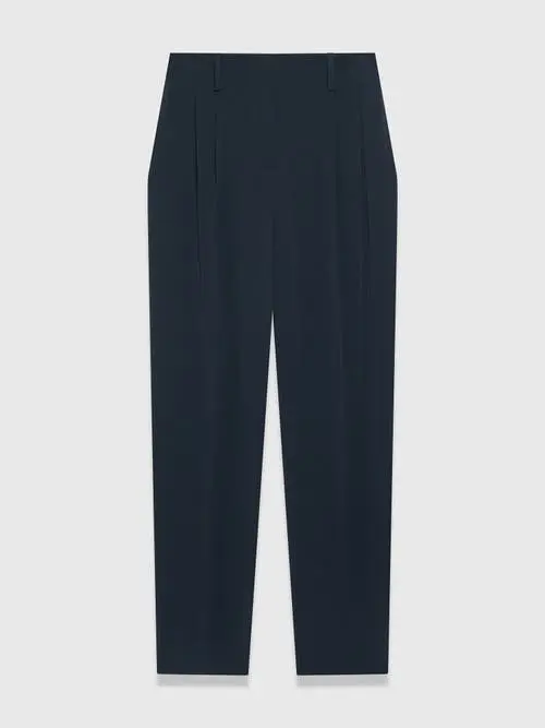 The Fold Siena Barrel Ankle-grazer Trousers - Navy
