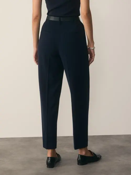 The Fold Siena Barrel Ankle-grazer Trousers - Navy