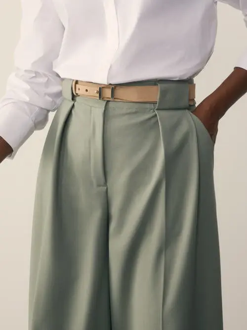 The Fold High Rise Palazzo Trousers - Green