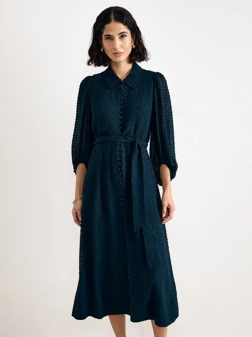 PHASE EIGHT Maeve Textured Belted Shirt Dress