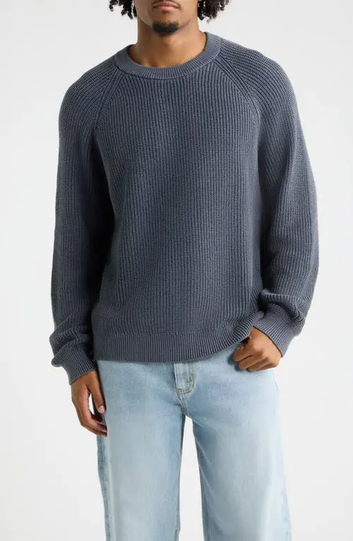 Bp. Heavyweight Ribbed Cotton Crewneck Sweater - Navy Iris