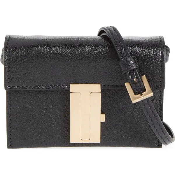 TOM FORD Mia Leather Card Holder Wallet On A Chain - Black
