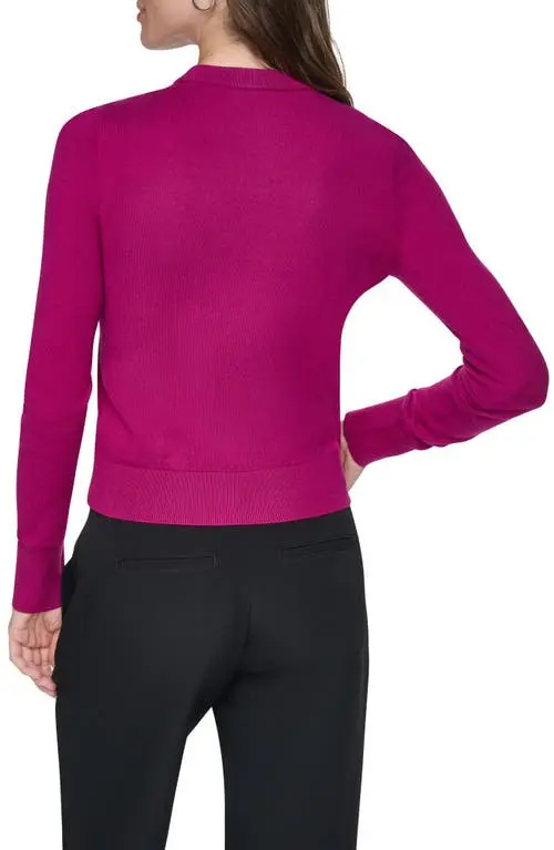 Dkny Mesh Window Crewneck Sweater - Raspberry