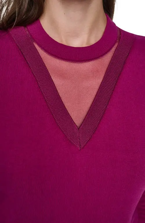 Dkny Mesh Window Crewneck Sweater - Raspberry