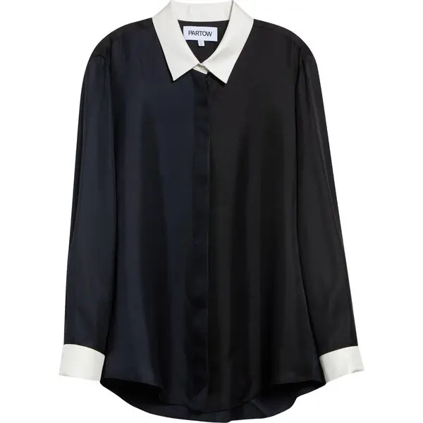 Partow Dahlia Silk Contrast Collar Shirt