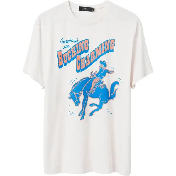 Junk Food Bucking Charming Cotton Graphic T-shirt - Birch