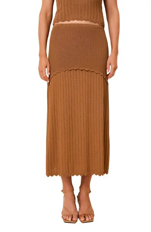 Solid & Striped Amara Pointelle Rib Midi Skirt - Camel
