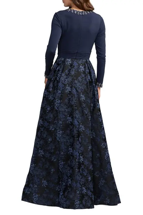 Mac Duggal Petite Embellished Brocade Floral Ball Gown