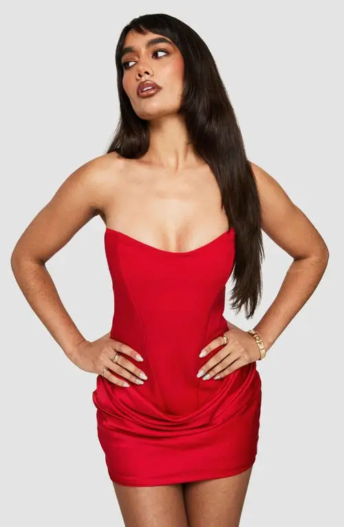 Princess Polly Delmina Strapless Satin Drop Waist Minidress