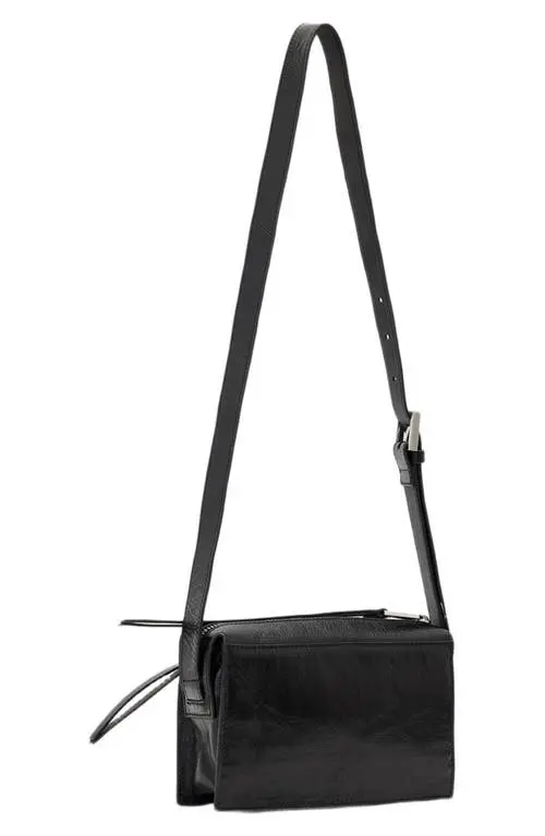 ALLSAINTS Marlo Leather Wallet Crossbody Bag - Black