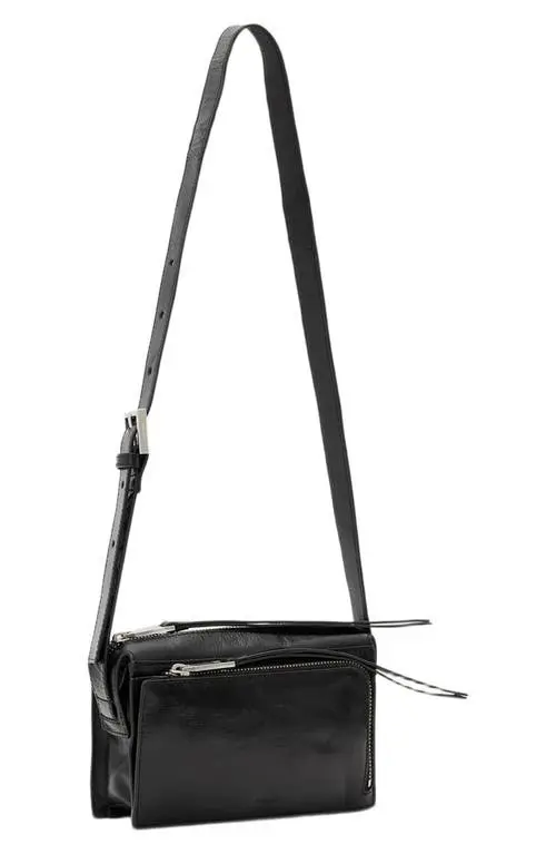 ALLSAINTS Marlo Leather Wallet Crossbody Bag - Black