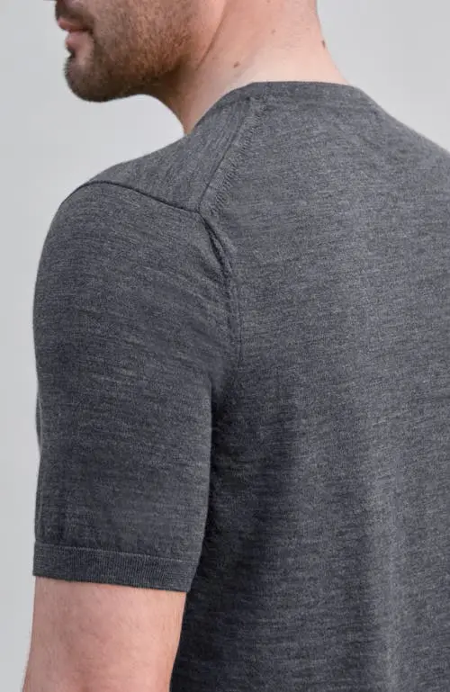 PAUL JAMES Superfine Merino Wool Knitted T-shirt - Charcoal