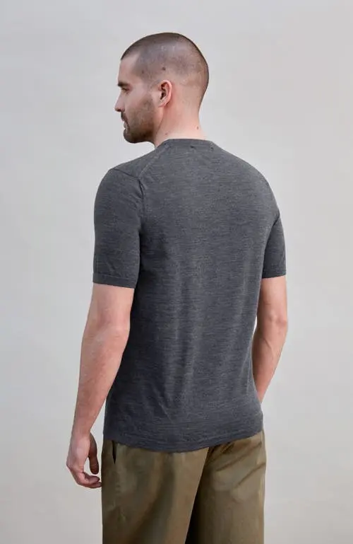 PAUL JAMES Superfine Merino Wool Knitted T-shirt - Charcoal