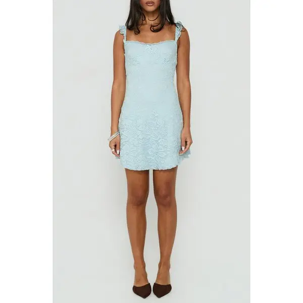 Princess Polly Beacall Lace Overlay Minidress - Blue