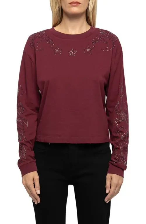 Zadig&Voltaire Iona Strass Rhinestone Crop Cotton T-shirt