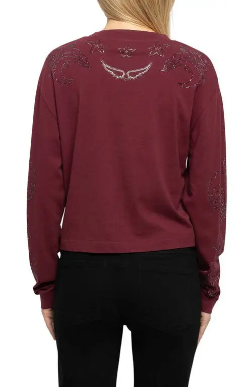 Zadig&Voltaire Iona Strass Rhinestone Crop Cotton T-shirt