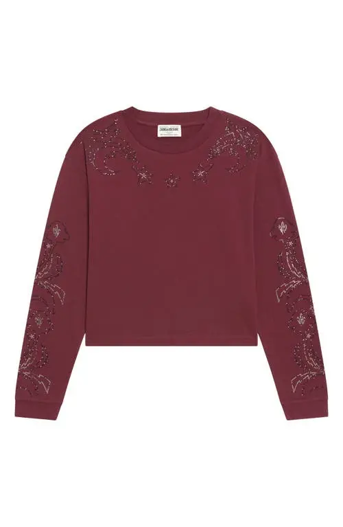 Zadig&Voltaire Iona Strass Rhinestone Crop Cotton T-shirt