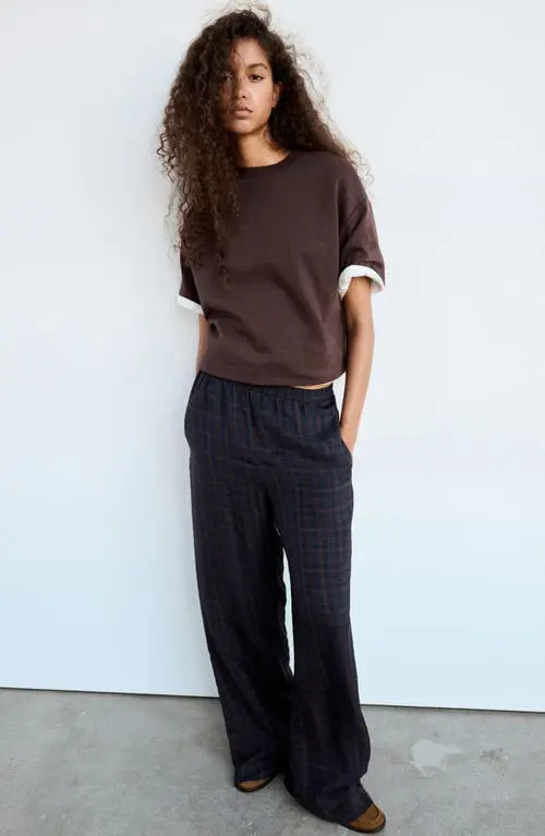 Mango Dara Plaid Straight Leg Trousers