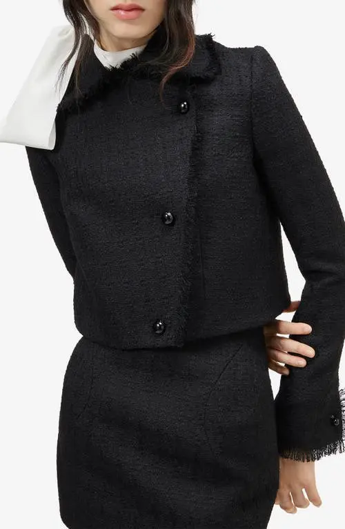 Alexander McQueen Wool Blend Cropped Jacket - Black