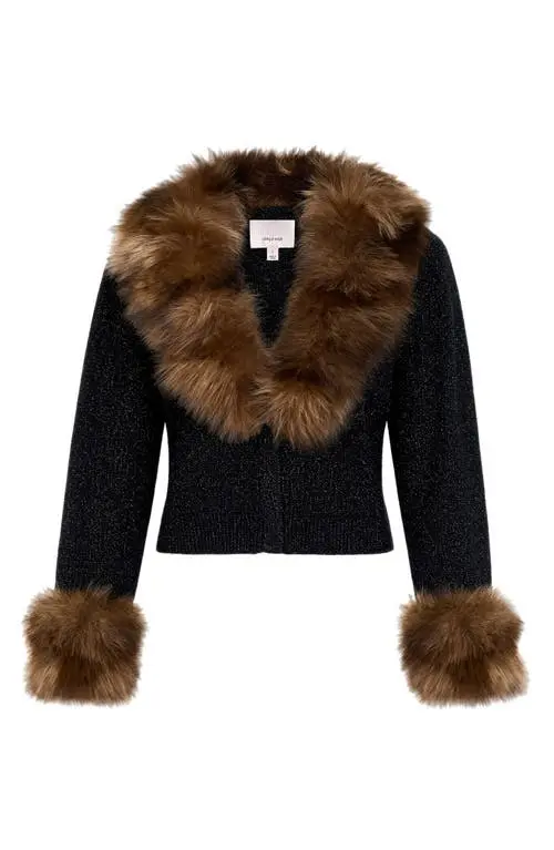 Cinq À Sept Della Faux Fur Trim Cardigan