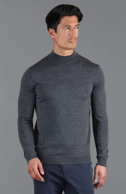 PAUL JAMES Merino Wool Mock Turtleneck Sweater - Charcoal