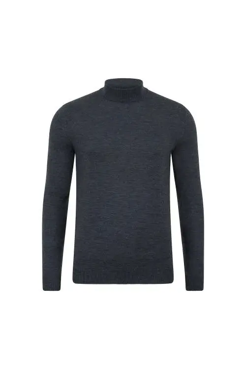 PAUL JAMES Merino Wool Mock Turtleneck Sweater - Charcoal