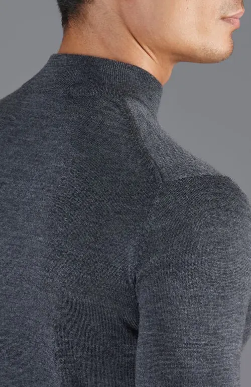PAUL JAMES Merino Wool Mock Turtleneck Sweater - Charcoal