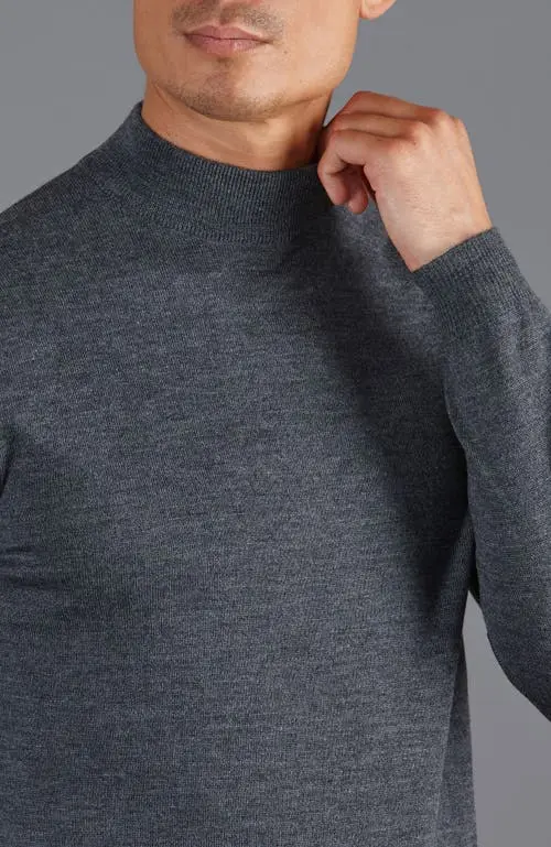 PAUL JAMES Merino Wool Mock Turtleneck Sweater - Charcoal