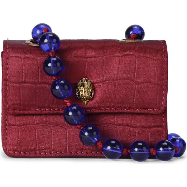 Kurt Geiger Micro Kensington Beads Quilted Crossbody Bag - Dark Red
