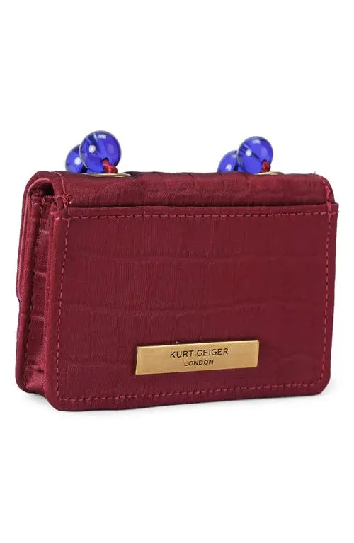 Kurt Geiger Micro Kensington Beads Quilted Crossbody Bag - Dark Red