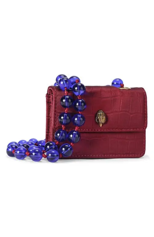 Kurt Geiger Micro Kensington Beads Quilted Crossbody Bag - Dark Red