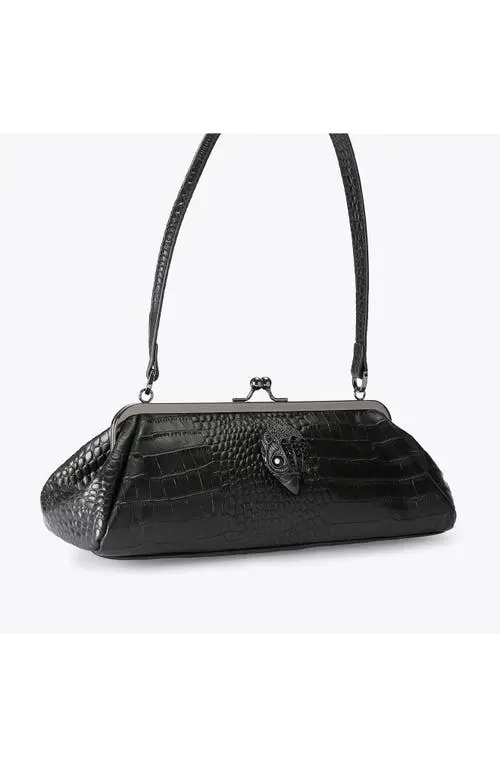 Kurt Geiger Kensington Croc Embossed Leather Frame Bag