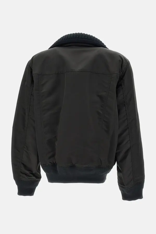 Sacai Giacca In Nylon Twill E Lana Melton