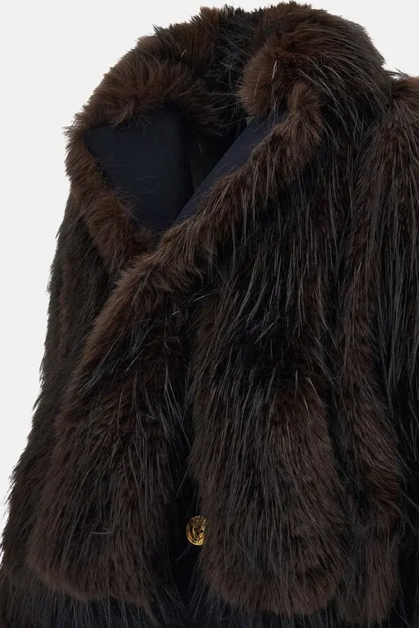 Sacai Giacca In Lana Melton Con Pelliccia