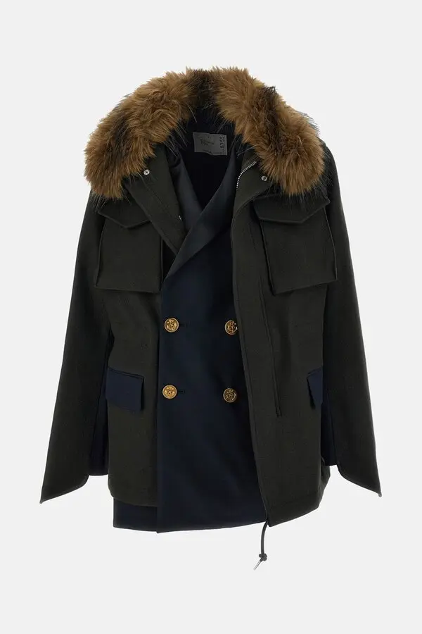 Sacai Giacca In Lana Melton Sartoriale