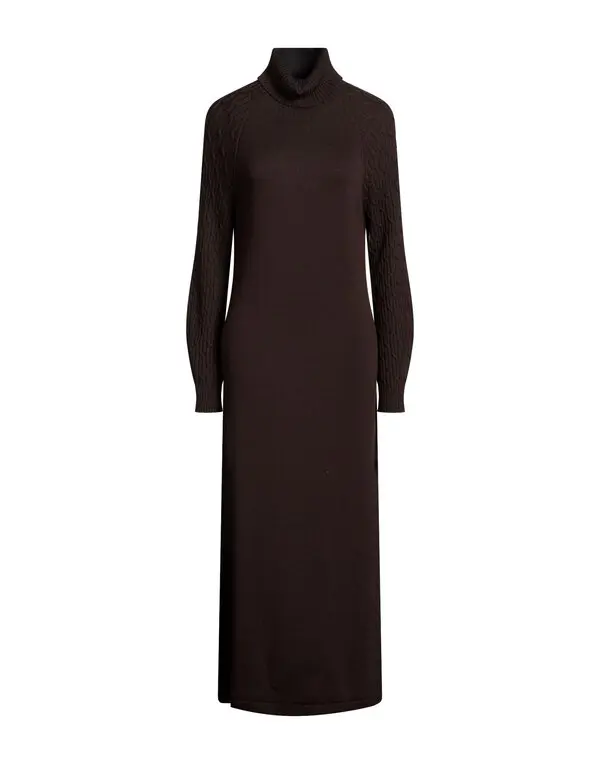 Max Mara Midi Dress Light Size Virgin Wool - Brown