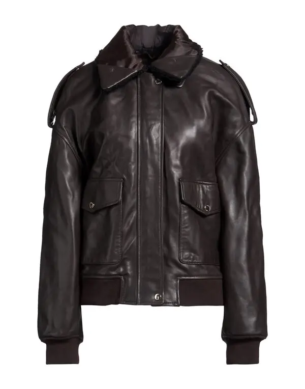 Maje Jacket Dark Size Lambskin