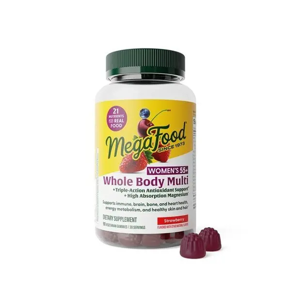 MEGAFOOD Whole Body Multivitamin Gummies For 55+ For Healthy Aging 90 Strawberry Gummies - No Color