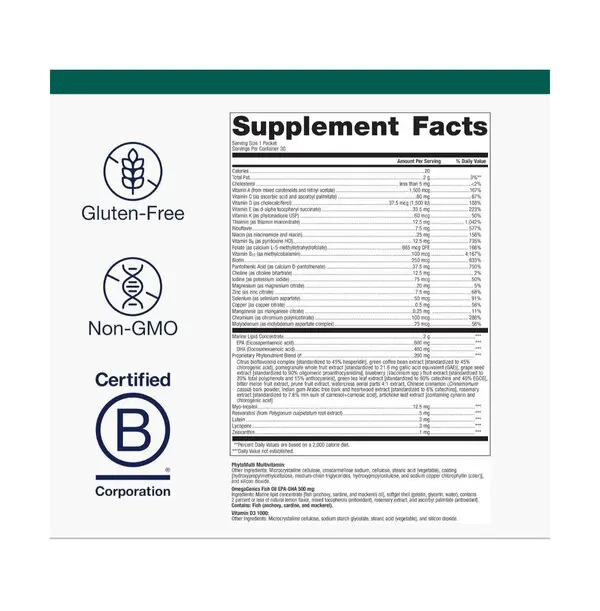 METAGENICS Wellness Essentials Daily Packs Multivitamin And Omega 3 Packets With Vitamins A