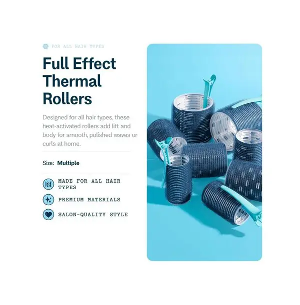 GIMME BEAUTY Full Effect Thermal Rollers Hair Rollers For Salon Style Blow Outs All Hair Types