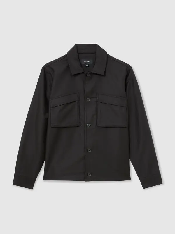 REISS Tracer Cotton-blend Twill Twin-pocket Overshirt