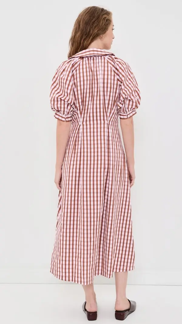 English Factory Gingham Check Midi Dress