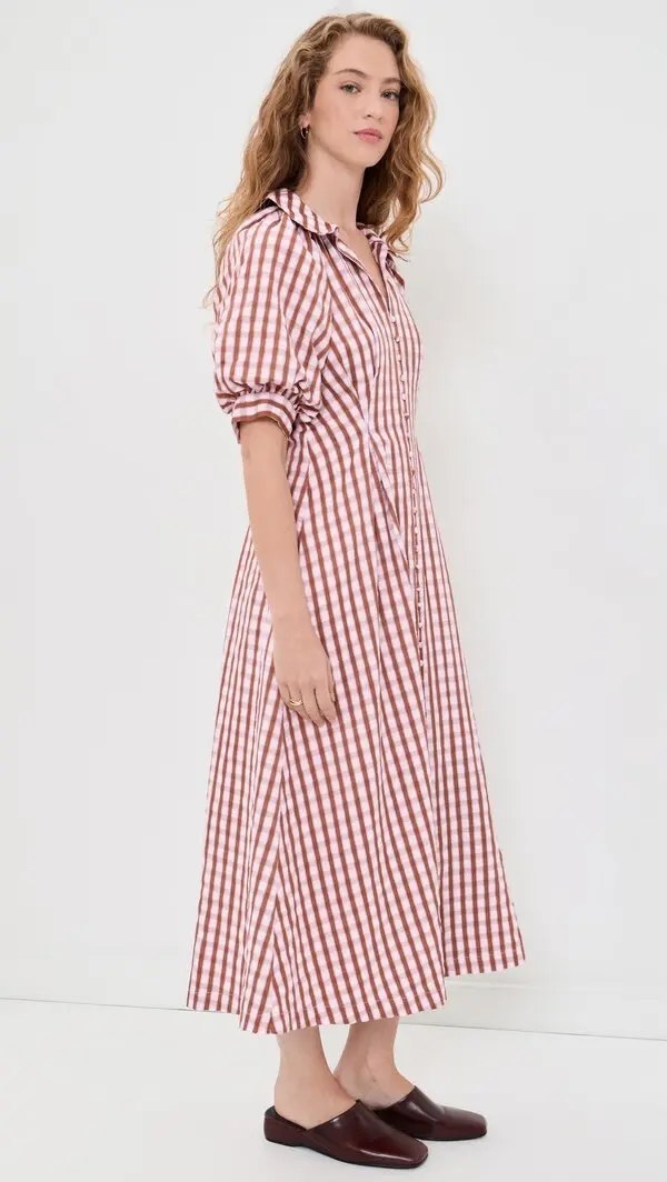 English Factory Gingham Check Midi Dress