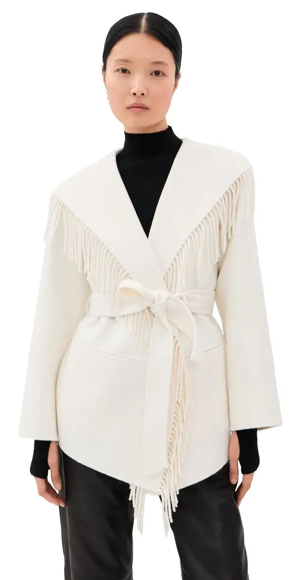 Simkhai Rowen Double-faced Wool Fringe Jacket - Frost