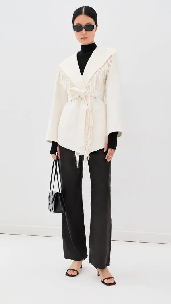 Simkhai Rowen Double-faced Wool Fringe Jacket