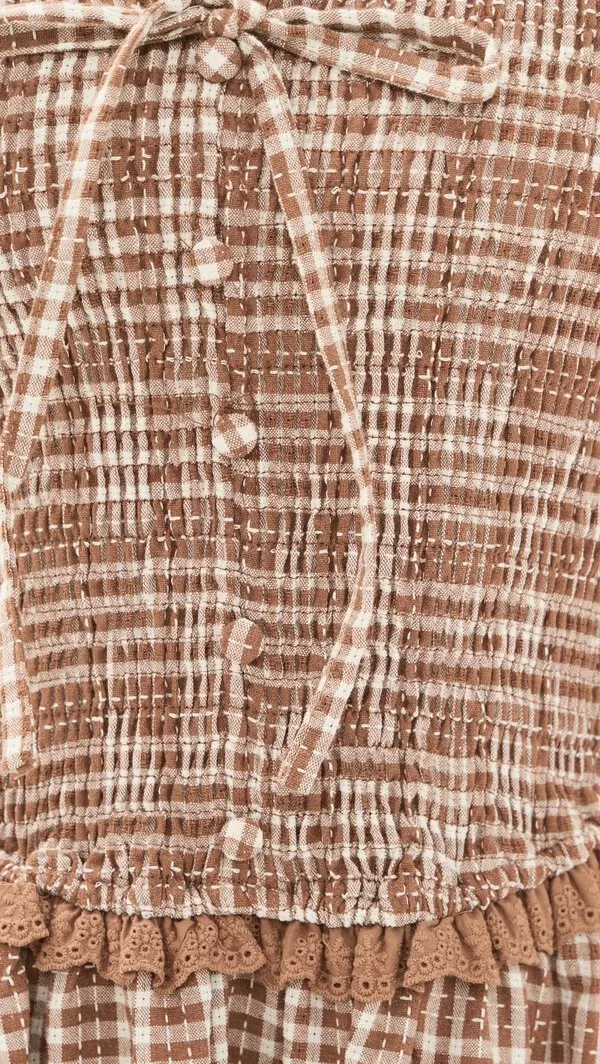 Moon River Smocked Lace Insert Midi Dress