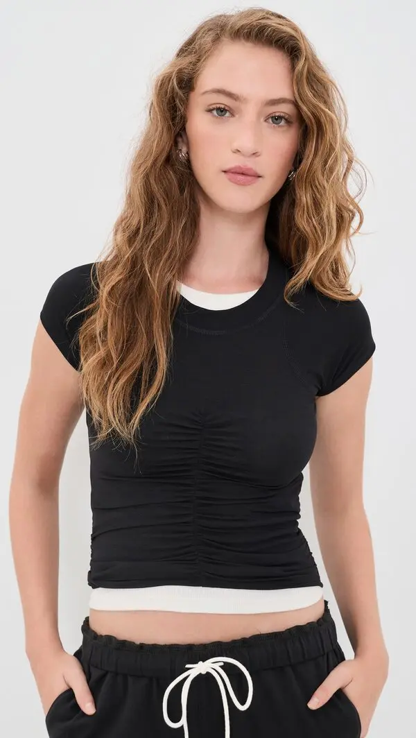 Free People Tempo Ruched Short Sleeve Tee