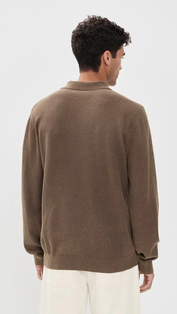 FAIR HARBOR Mariner Long Sleeve Polo Top - Espresso