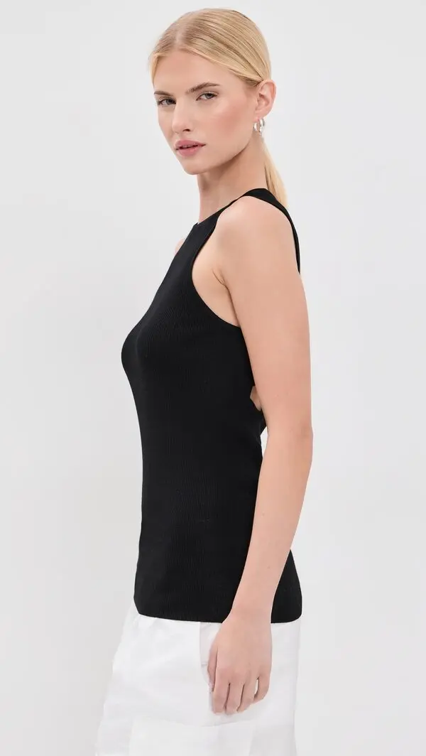 Tibi Feather Weight Ribbed Cut Out Tank